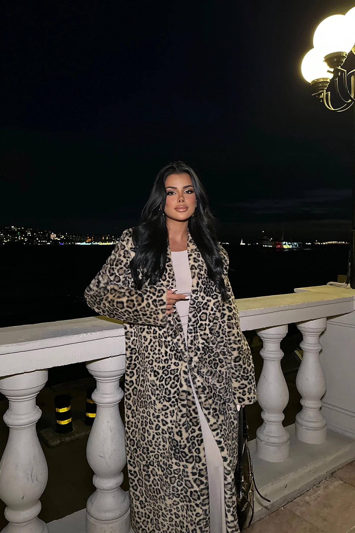 Leopard pattern long coat